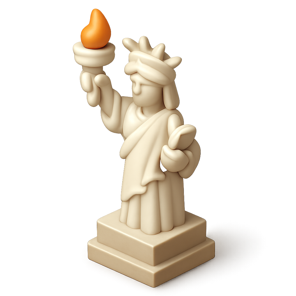 Stylized Torch-Bearing Statue Icon in 3D View - Woopicx